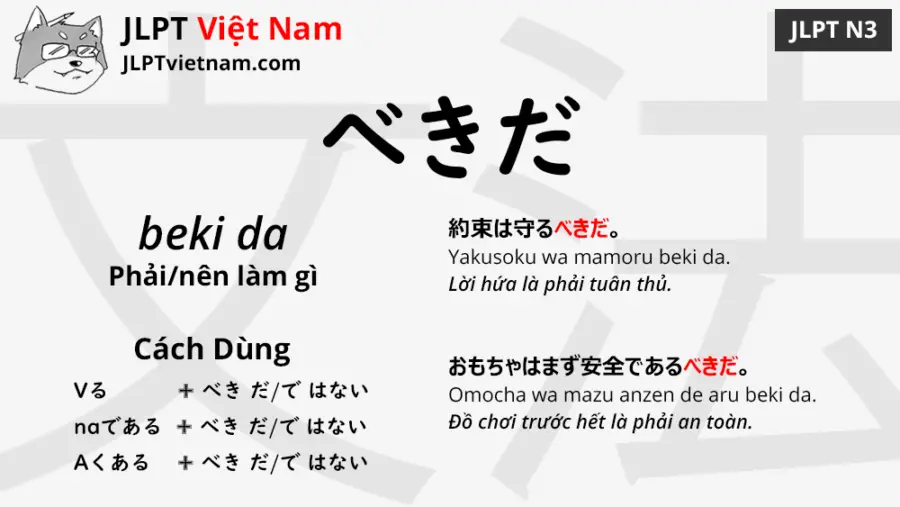Học Ngữ Pháp JLPT N3: べきだ (beki da) - JLPT Sensei Việt Nam