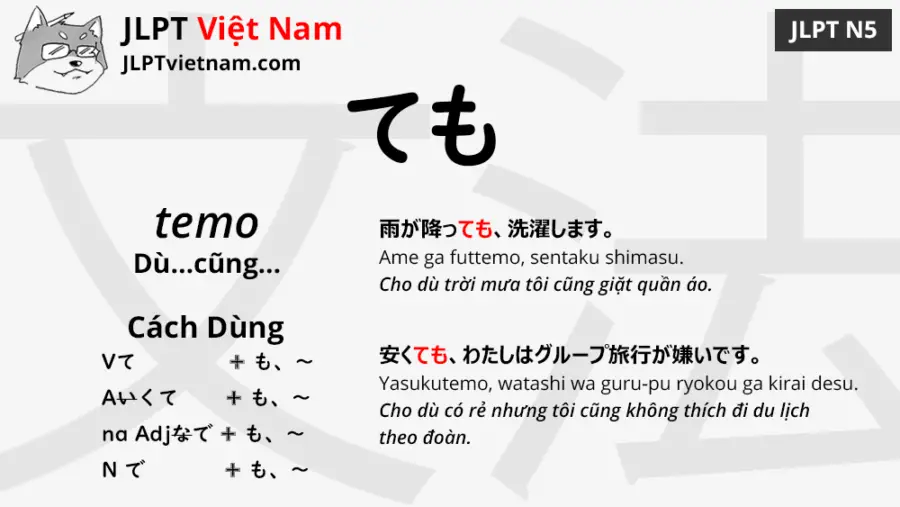 Học Ngữ Pháp JLPT N5: ても (temo) - JLPT Sensei Việt Nam